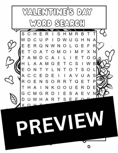 Black History Month, Valentine's Day, Winter February Puzzle Word Search