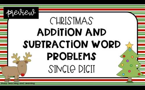 Christmas Addition and Subtraction Word Problems PowerPoint, Single Digit