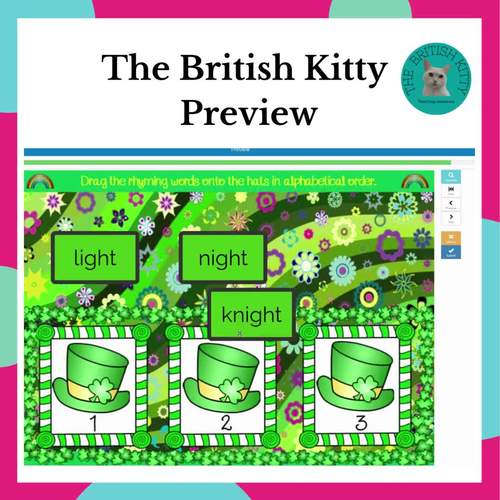 St Patrick's Day Alphabetical Rhyming Words Digital Grammar Boom™ Cards