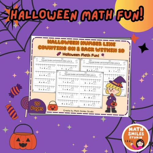 Number Line Counting On & Back within 10 | Halloween Math Fun | K-1st Grade