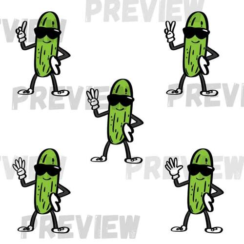 Pickle Number Clip Art for Pickleball or Funny Pickle Designs with Numbers