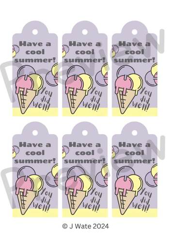 End of Year Gift Tags for Students & Ice Cream Appreciation Notes