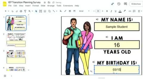 Special Education - IEP Transition Plan Survey - Career Survey - GOOGLE