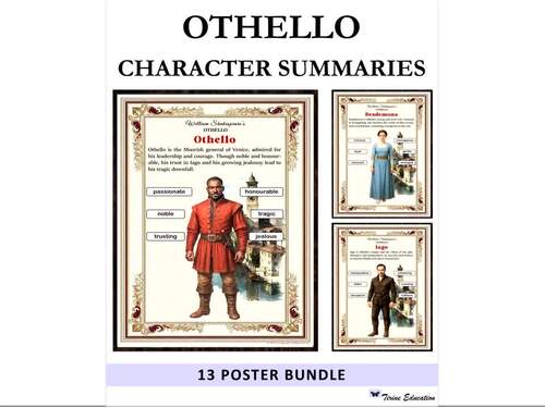 Othello Character Summary and Analysis Posters | Shakespeare Classroom ...