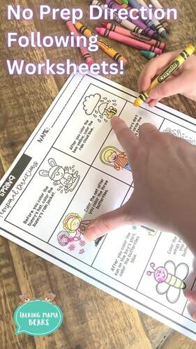 Spring No Prep Direction Following With Qualitative & Quantitative Concepts