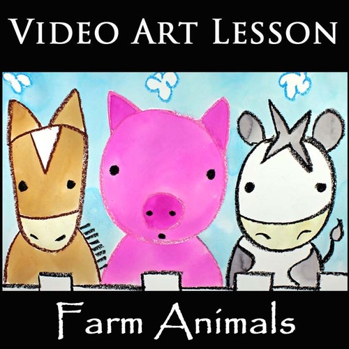 HORSE PIG COW on the FARM Art Project | Directed Drawing and Painting ...