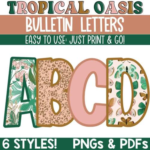 Tropical Bulletin Board Letters / Clipart / Lettering Pack | TPT