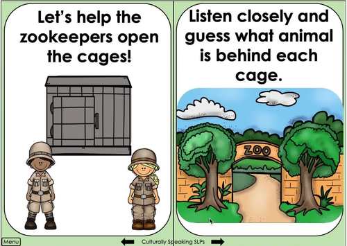 BOOM CARDS™ Animal Sounds Interactive Book by Culturally Speaking SLPs