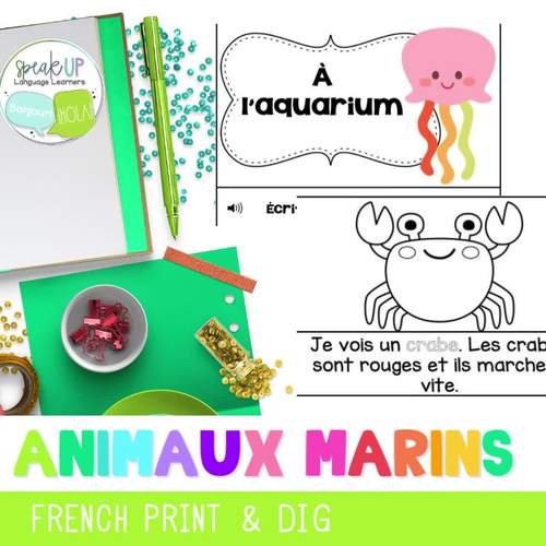 Les animaux marins French Marine Animals Ocean Reader Print & Boom ...