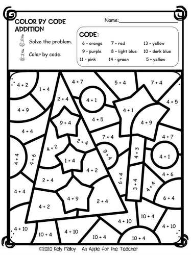 St. Lucia's Day Math Activity Color by Number Addition Facts | TPT