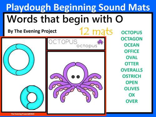 Playdough Beginning Sound Mats /Words that begin with O playdough mats