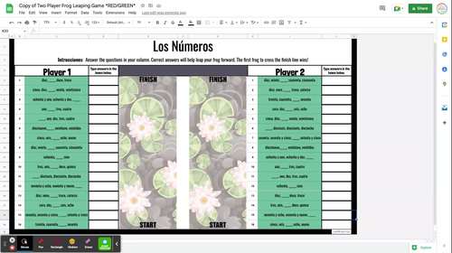 NUMEROS | NUMBERS 0-100 | DIGITAL TWO PLAYER GAME | SPANISH | TPT