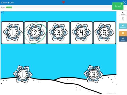Number Order Missing Numbers 1-20 Winter Snowflakes Digital Boom Cards ...