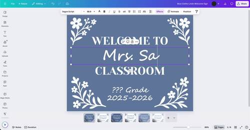 Editable Classroom Welcome Sign | Blue Cielito Lindo Theme | Canva Template