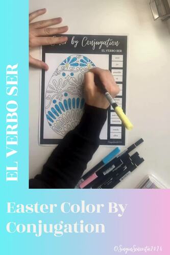 Easter El Verbo SER Color By Conjugation (with vosotros) by SinginSeñorita