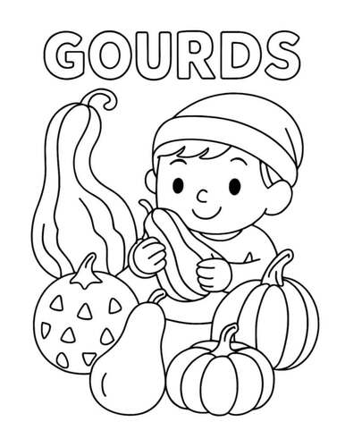 Fall GOURDS Coloring Pages, Autumn Harvest Printable Kids, Classroom ...