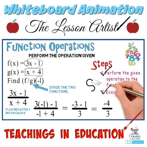Function Operations #2: Whiteboard Animation by Teachings in Education