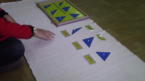 Montessori Geometric cabinet triangles drawer second row by Montessori Tube