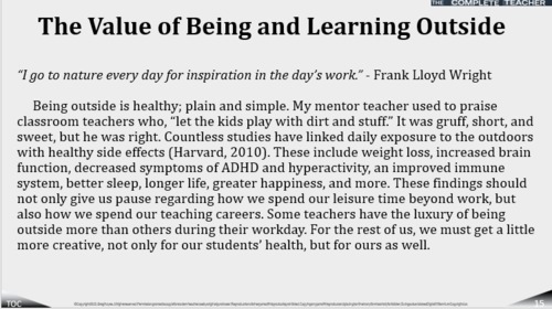 COMPLETE TEACHER Lesson 15 - The Value of Being and Learning Outside