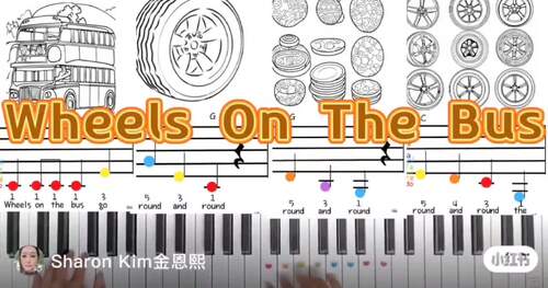 Wheels On The Bus: Piano Score & Coloring Pages for Beginners | TPT