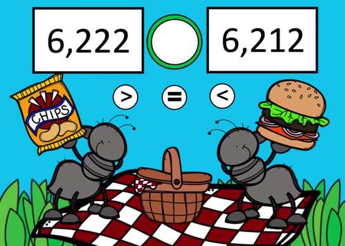 Compare Numbers to 4 Digits Digital Math Boom Cards by Bright Minds Engaged