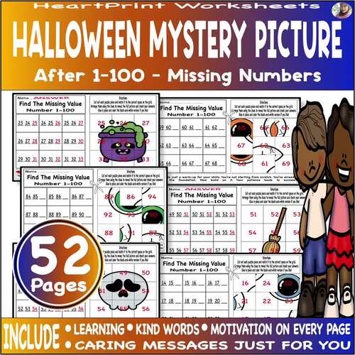 Halloween Mystery Picture : Missing Letter After 1-100 | Kindergarten ...