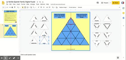 La Familia-Spanish Family Vocabulary-Digital Puzzle: Distance Learning