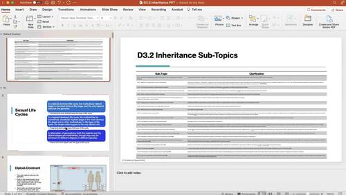 IB Biology 2023 New Syllabus D3.2 Inheritance PowerPoint by Created By ...