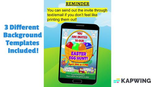 Easter Egg Hunt Invitations THREE templates to choose EDIT ON GOOGLE SLIDES