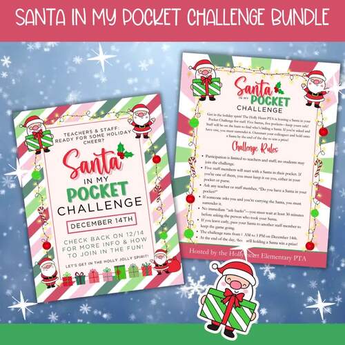 Holiday Christmas Teacher Appreciation Team Building Pocket Santa Game ...