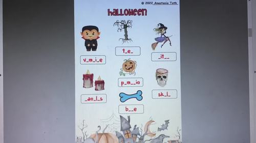 HALLOWEEN october ESL activities Missing letters building words worksheet