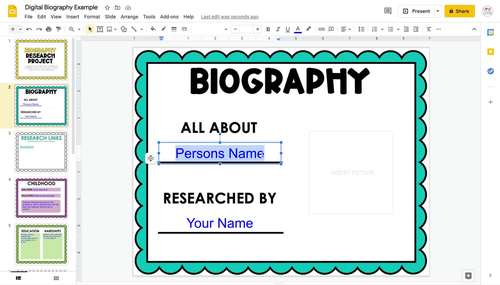 Digital Biography Research / Distance Learning / Google Classroom
