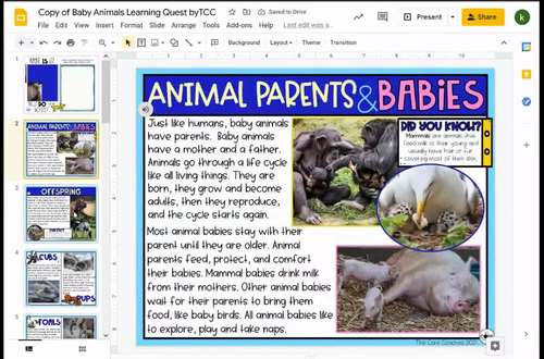 Baby Animals Needs & Life Cycle, Mother Animals and Their Babies Match
