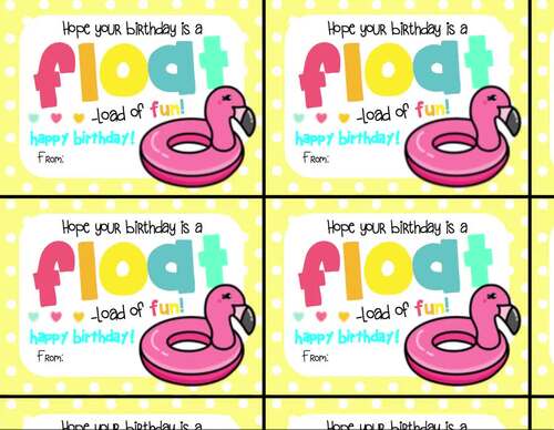 Floaty Birthday Gift Tag- Hope your birthday is a float-load of fun ...