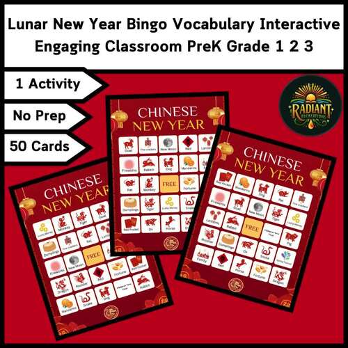 ESL Lunar New Year Bingo Vocabulary Interactive Classroom Fun PreK ...