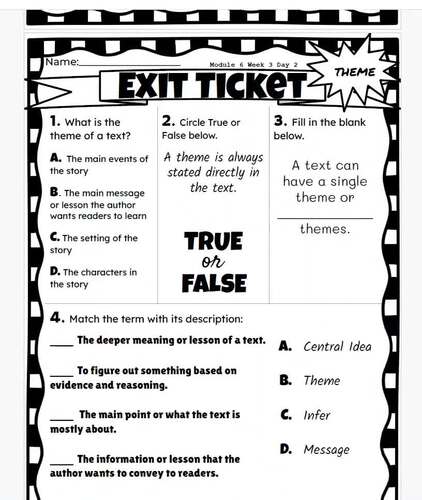 HMH Into Reading Lesson Exit Tickets - Fifth Grade - Module 6 Week 3