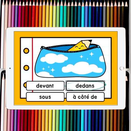 Prépositions de lieu trousse de crayons Cartes Boom | La grammaire ...