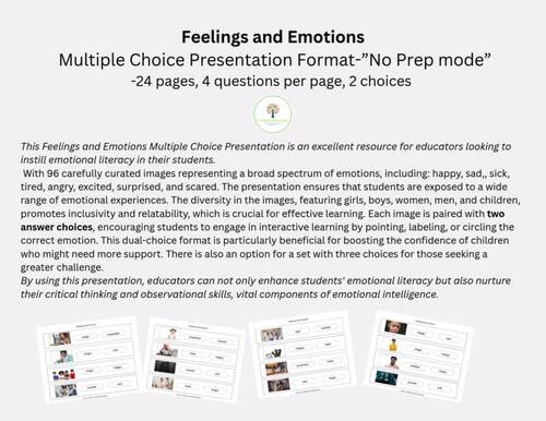 Feelings & Emotions Multiple Choice-Activity-2 choices (ABLLS-R C54 G42)
