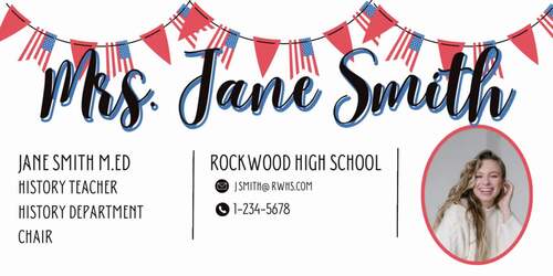 Customizable Canva USA Banner Photo Animated Teacher Email Signature ...