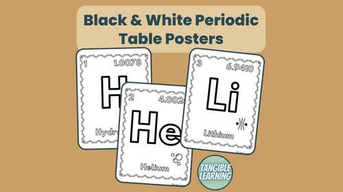 Black & White Periodic Table of Elements Posters by Tangible Learning