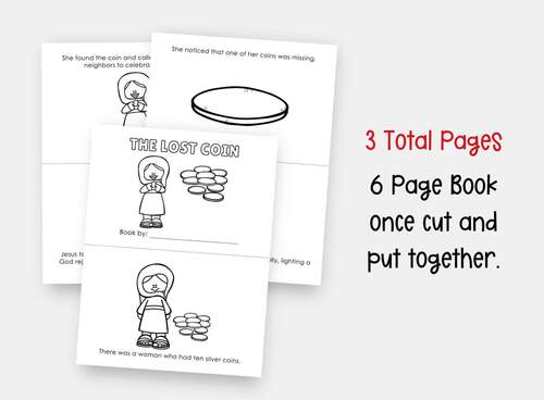 The Lost Coin, Parables of Jesus Bible Mini Book Craft for Sunday School