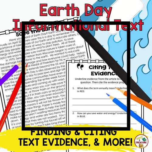 Earth Day Reading Passage | Finding and Citing Text Evidence by Hunt 4 ...