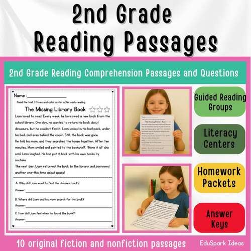 Reading Comprehension Passages and Questions 2nd Grade by EduSpark Ideas