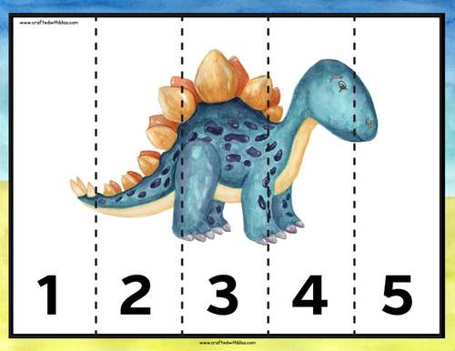 Dinosaur Alphabet and Number Order Puzzle (Math and Literacy Center)