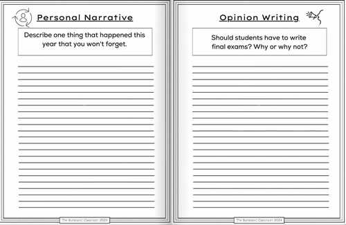 No Prep Writing Prompt Activities for June Journals | TPT