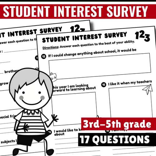️ Back to School Student Interest Survey All About Me Survey 3rd 4th ...