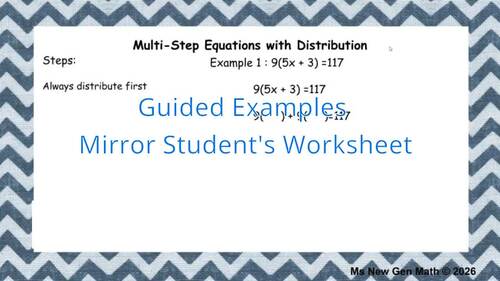 Multi-Step Equations with Distributive Property | Guided Notes & Slides