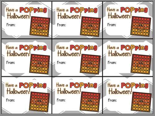 Pop It / Push Pop Fidget Toy Gift Tag for Halloween | TPT