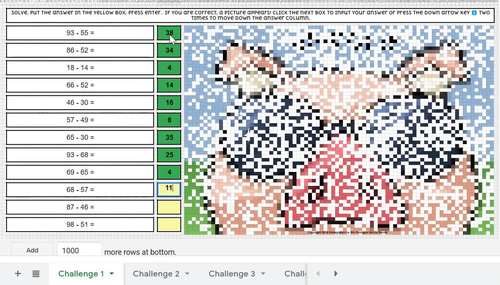 Multi-digit Subtraction With and Without Regrouping Pixel Art Math ...