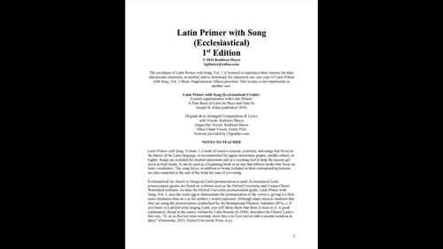 Latin Primer With Song Vol. 1 Student and Teacher Editions-REPRODUCIBLE ...